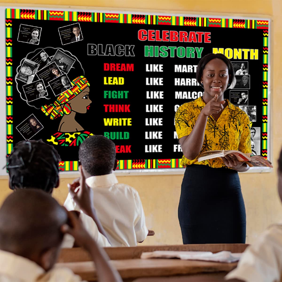 Black History Month Backdrop, 71"X43" Black History Month Banner Black History Month Bulletin Board Decorations for Classroom African American Celebration Decoration and Supplies