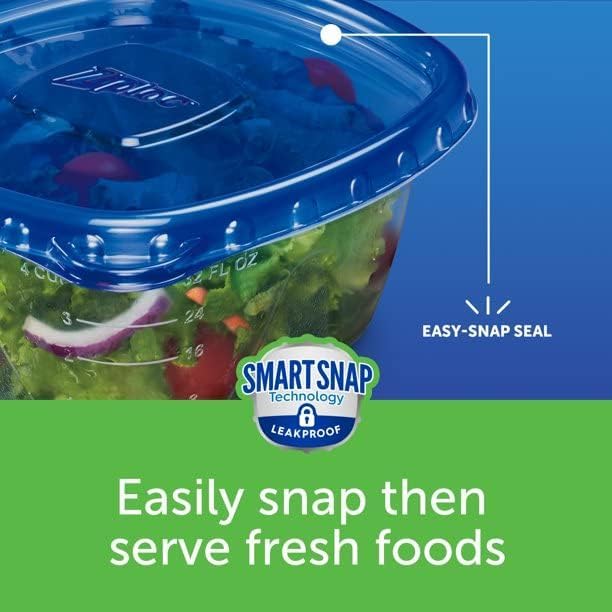 Ziploc Storage Containers Large Rectangle 2 Pack One Press Seal 2.25 QUART