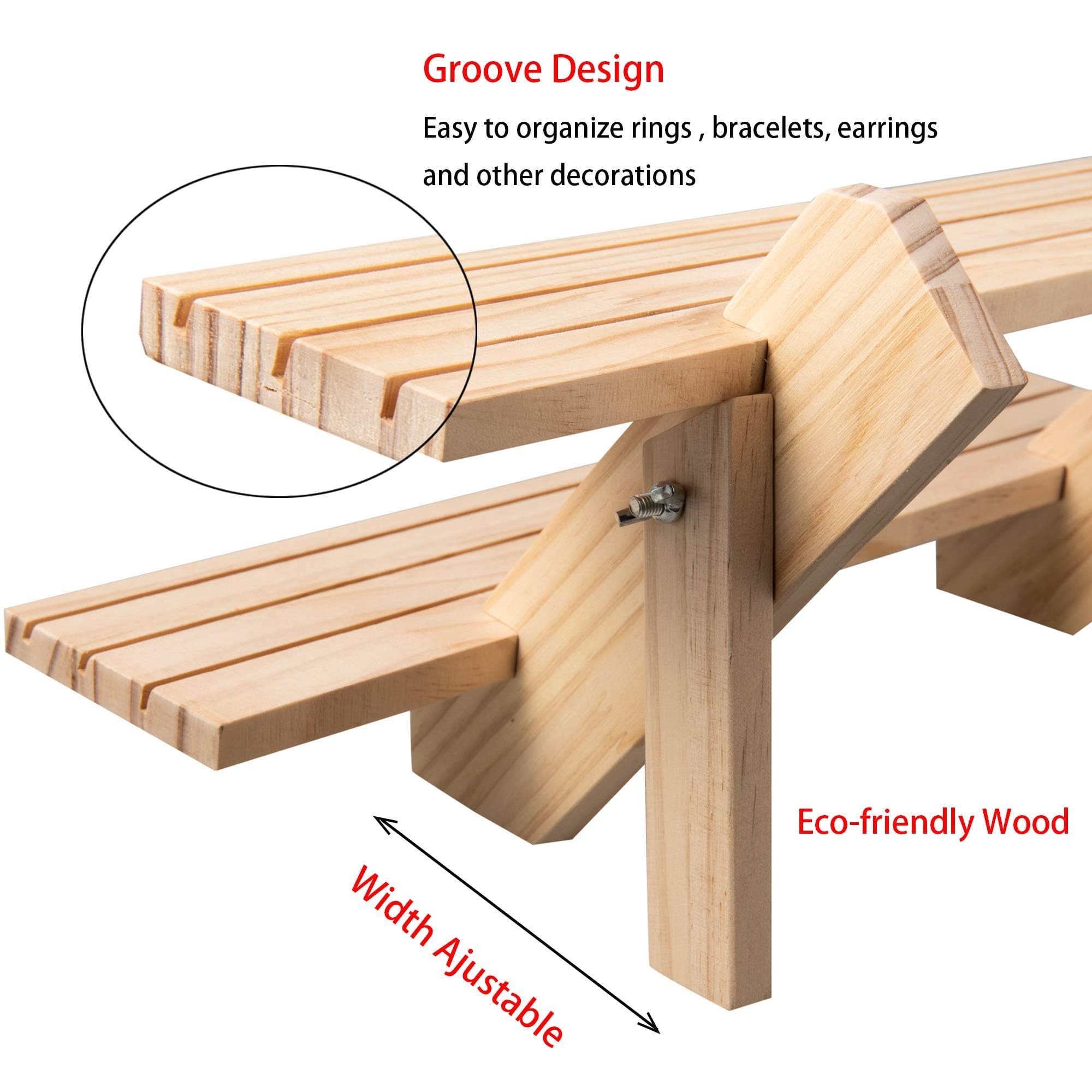 Eiyye 2-Tier Wooden Display Stand, Ring Earring Large Capacity Jewelry Display Stand,Wood Cupcake Stands Display Stand Craft Showing Organizer Tray For Retail Display Vendors Wood Riser(Natural)