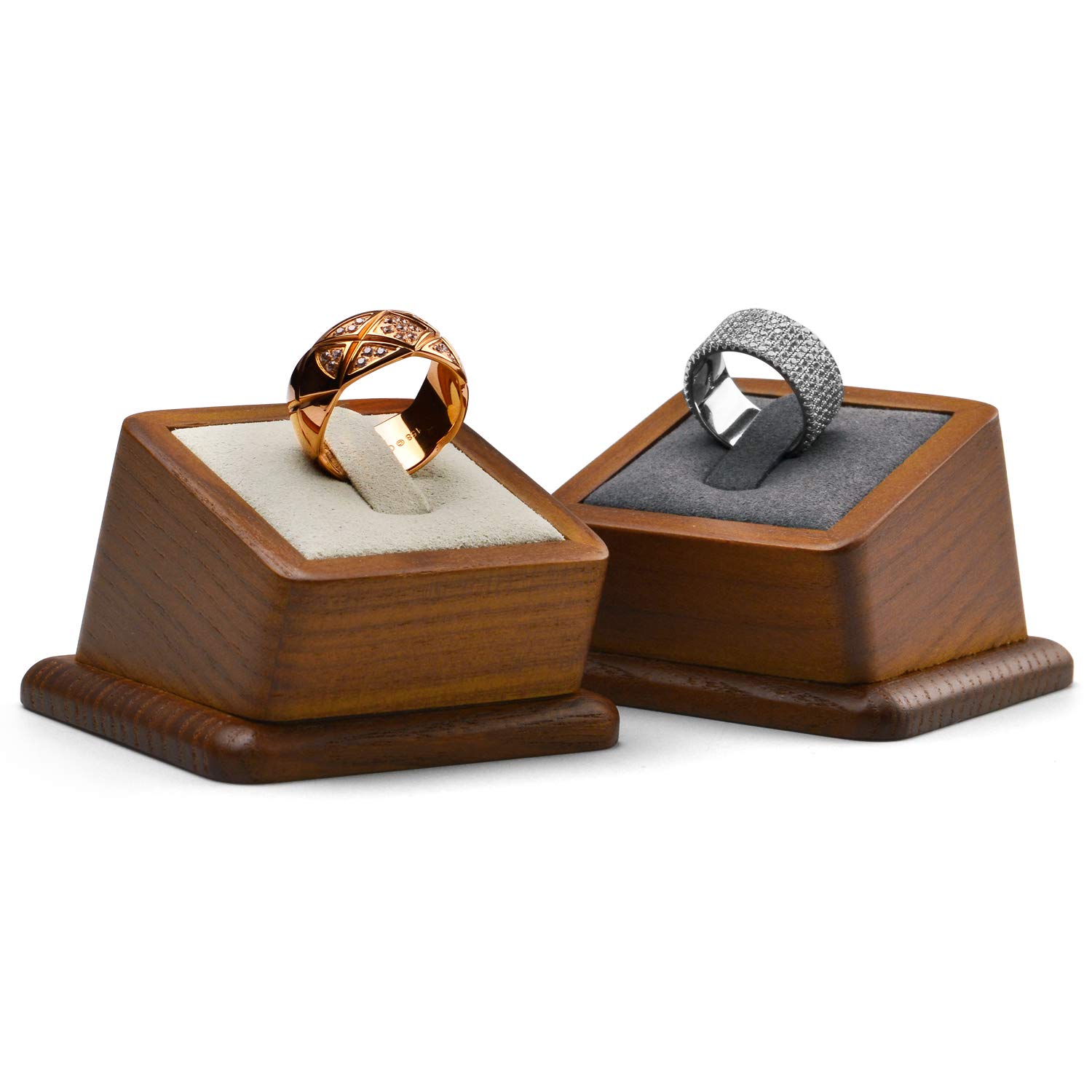 Oirlv Solid Wood Ring Holder,Square Single Ring Display Stand,Showcase Jewelry Display Bear