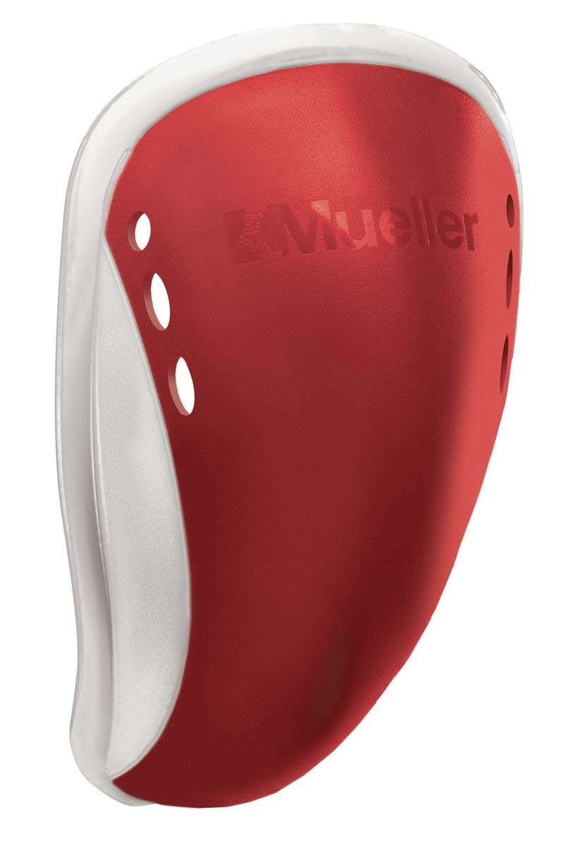 MUELLER Sports Medicine Teen Boy's Athletic Supporter with Flex Shield Cup, Youth Jockstrap for Sports, White Underwear/Red Cup, Regular