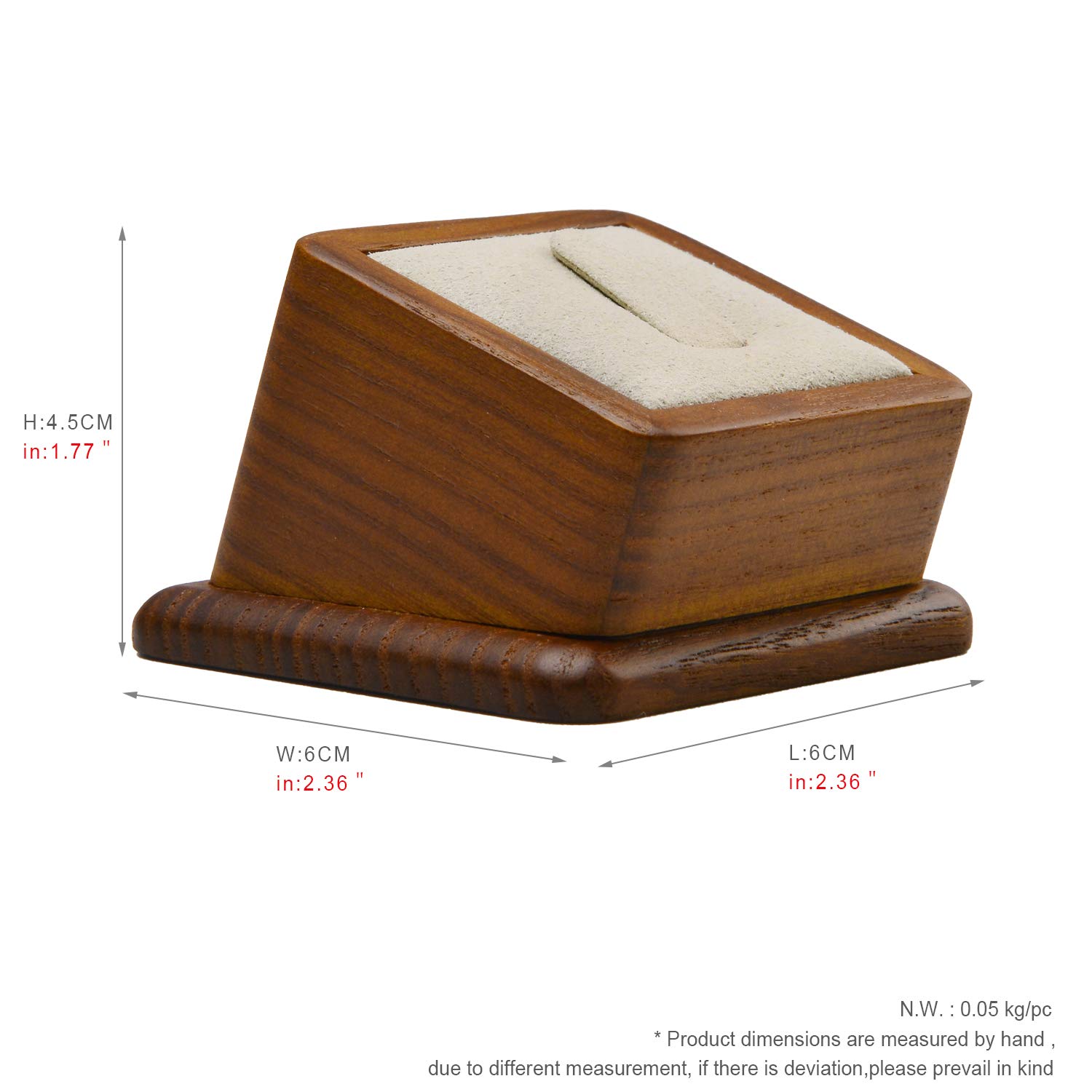 Oirlv Solid Wood Ring Holder,Square Single Ring Display Stand,Showcase Jewelry Display Bear