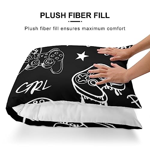 LynaRei Body Pillow Cover 20x54 Inches Black Joystick Gamepad Long Pillow Case Protector with Hidden Zipper Closure Girl Gamer Ultra Soft Body Pillowcase for Home Bedding