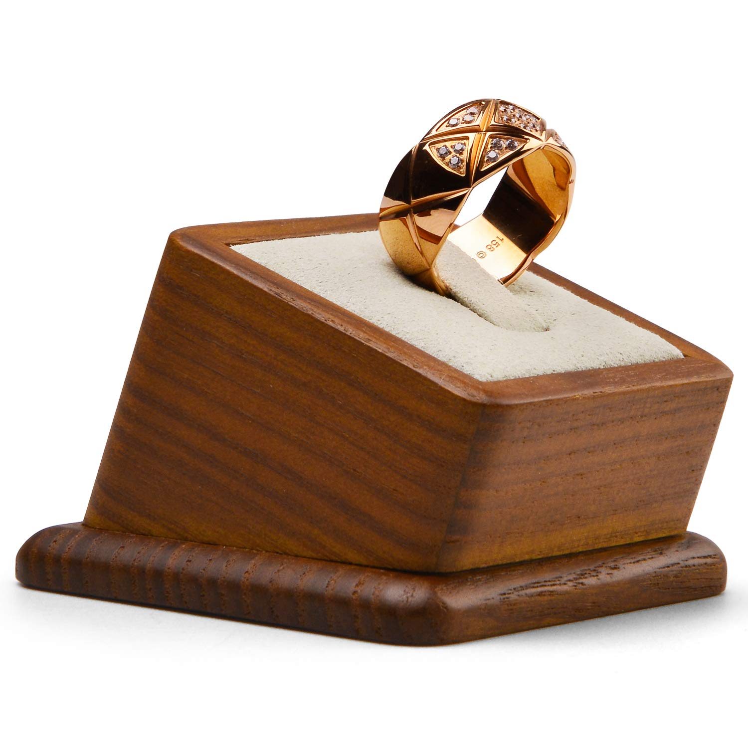 Oirlv Solid Wood Ring Holder,Square Single Ring Display Stand,Showcase Jewelry Display Bear