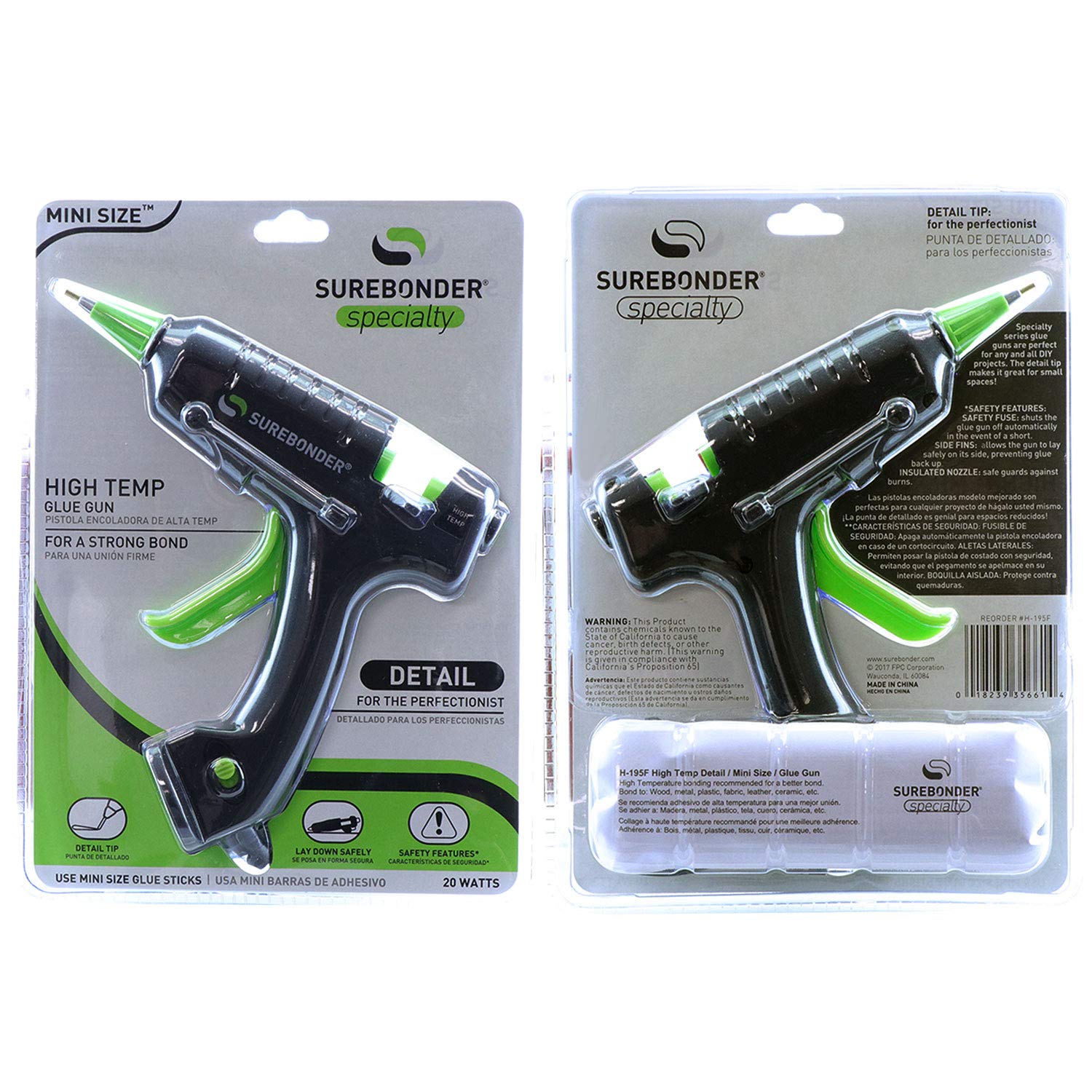 Surebonder H-195F Specialty Series 20 Watt Mini Size High Temperature Detail Hot Glue Gun