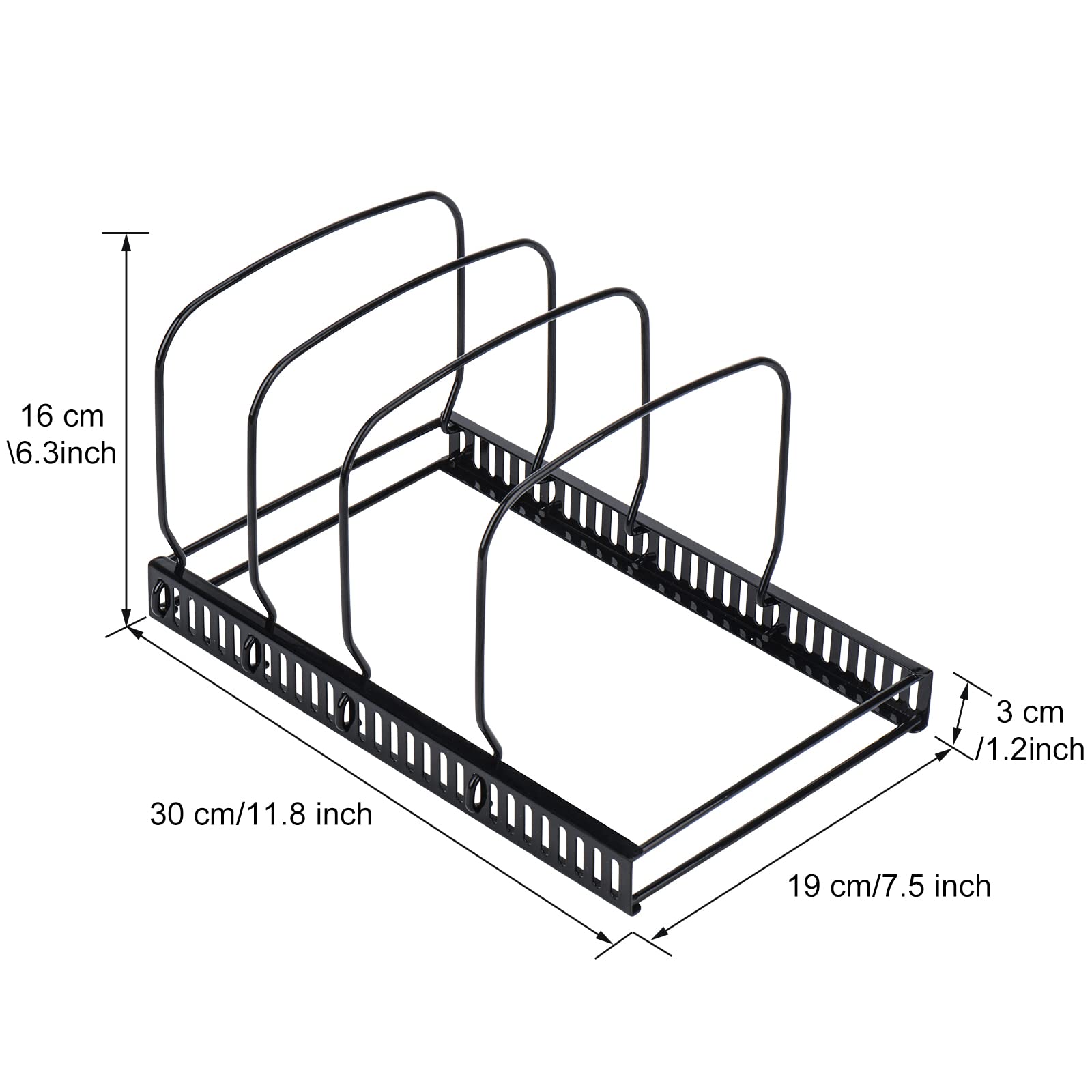 Toplife Adjustable 10+ Pans Organizer Rack + 7+ Lids Organizer Rack for Kitchen Cabinet and Counter, Black