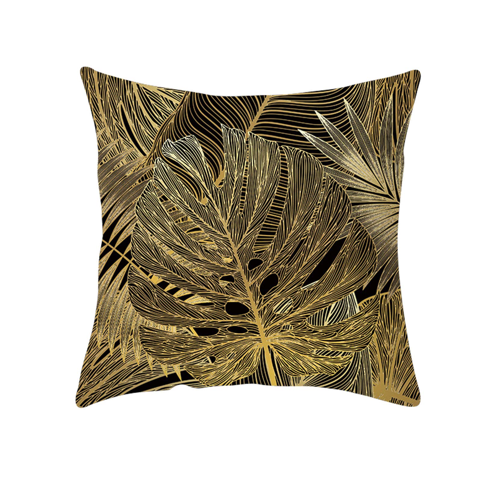 TUNKENCE Pillows Covers for Couch Winter Pillows Covers Black Pillow Cover Bronzing Flowers and Leaves Throw Pillow Case for Living Room Bed Sofa Car, 18x18Inch Clearance