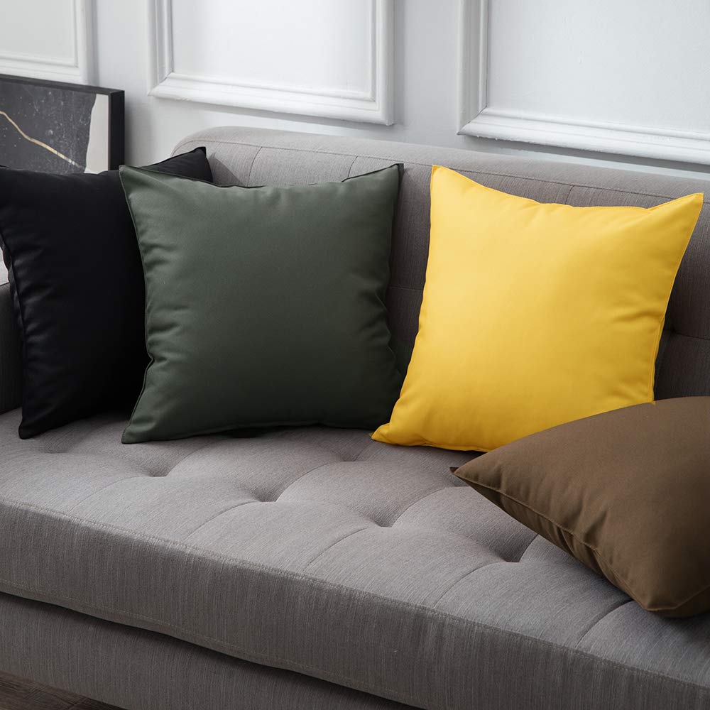 MIULEE Pack of 2 Decorative Outdoor Waterproof Pillow Covers Square Garden Cushion Sham Throw Pillowcase Shell for Spring Patio Tent Couch 18x18 Inch Black