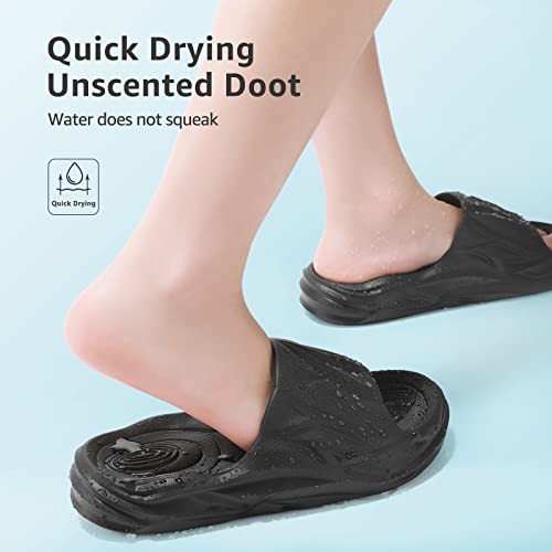 STQ Cloud Slides for Women Cushion Cloud Sandals Non slip Pillow feeling Slippers with Arch Support for Outdoor pool Beach Black Size 4.5/5/5.5