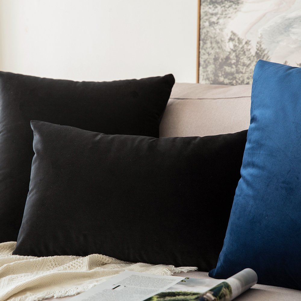 MIULEE Velvet Soft Soild Decorative Square Throw Pillow Cover Cushion Case for Sofa Bedroom Car 12 x 20 Inch 30 x 50 cm