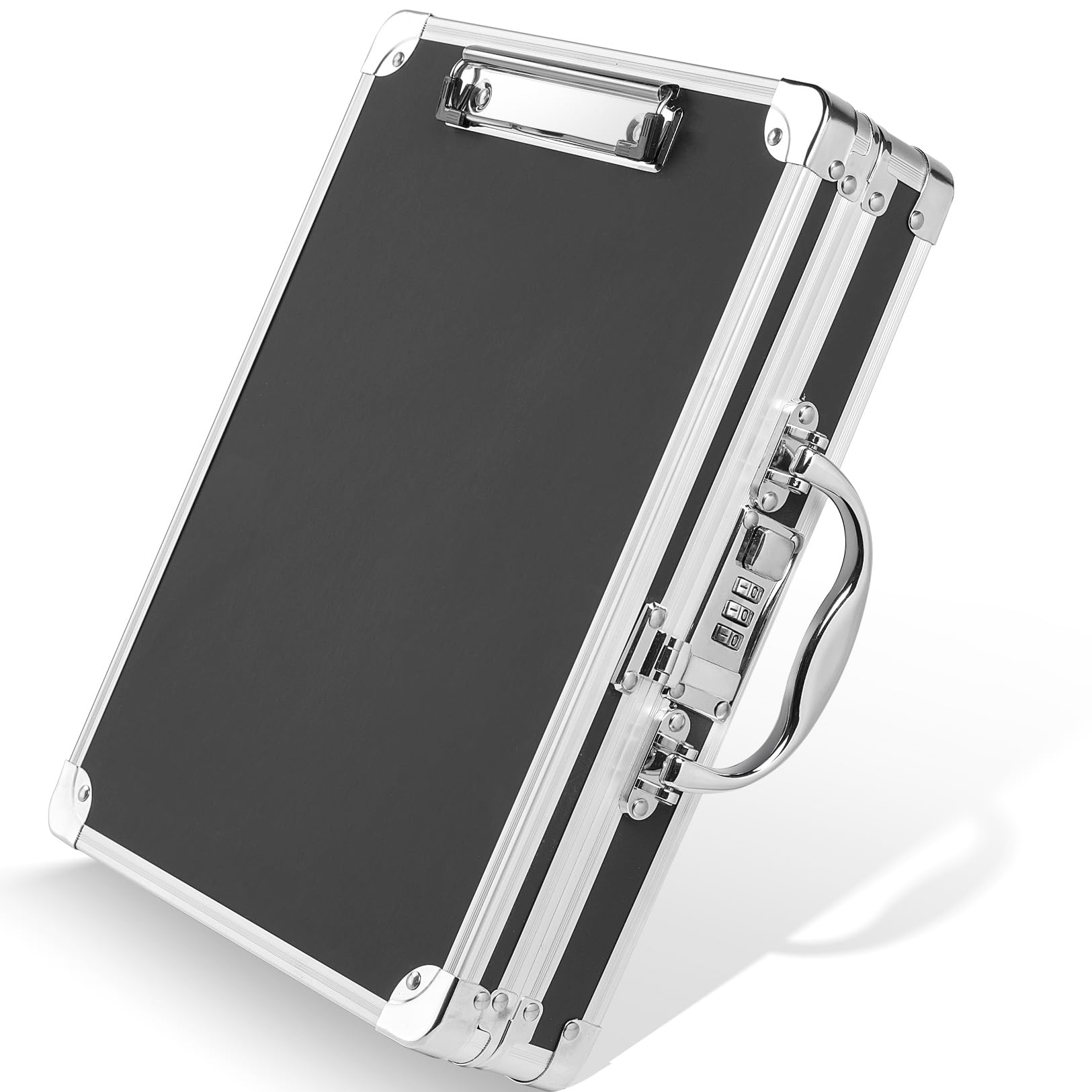 Sooez Locking Clipboard Storage Box, Heavy Duty Clipboard with Storage, Aluminum Locking Briefcase with Handle, Combination Lock Box Maximum Security, Large Capacity for 400 Paper Sheets & Tablet
