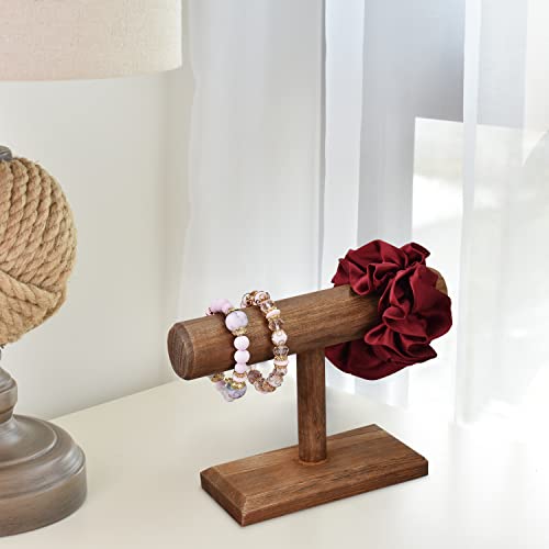 MOOCA 2 Pcs Wooden Jewelry Display Stand, Bracelet Watch Holder Display for Store, 7.9 W x 2.9 D x 5.5 H in, Brown Color