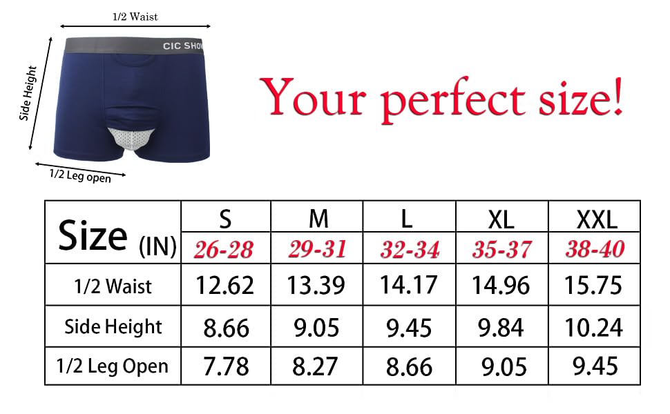 CIC SHOW Boxer Briefs For Long Time Sit, Pack 3, Mens Underwear With Ball Hammock, Mens Underwear With Pouch For Balls. XXL