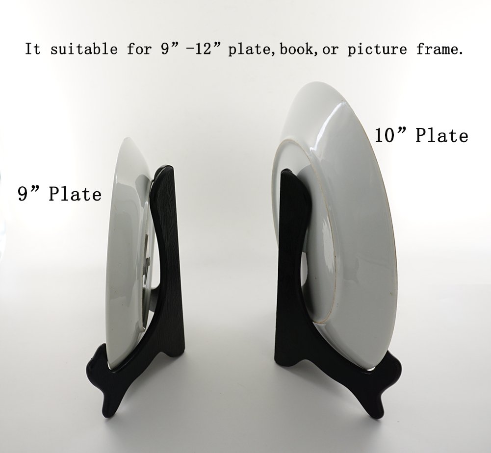 Artliving Black 8 Inch Wood-like Easels Plate Stand Holder Display Stands Picture Frame Stand-Set of 2