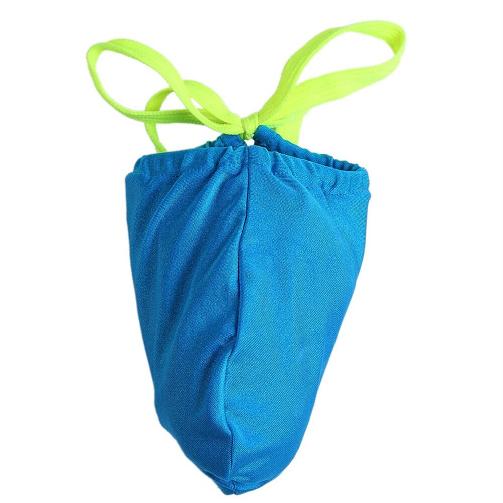 GEOOT Men's Sexy Bikini G-Strings T-Back Underwear Briefs (Blue)