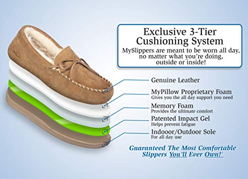 MySlipper Men's Size 11 Black Moccasin Slippers By:MyPillow