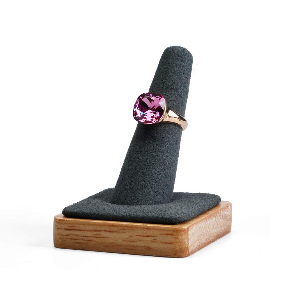 Oirlv Single Finger wooden ring display stand Jewelry Showcase Display Holder (Grey)