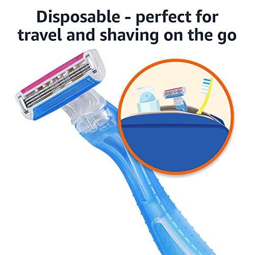 Amazon Basics 3-Blade Disposable Razors for Women, 6 Count, 2 Packs of 3 (Previously Solimo)