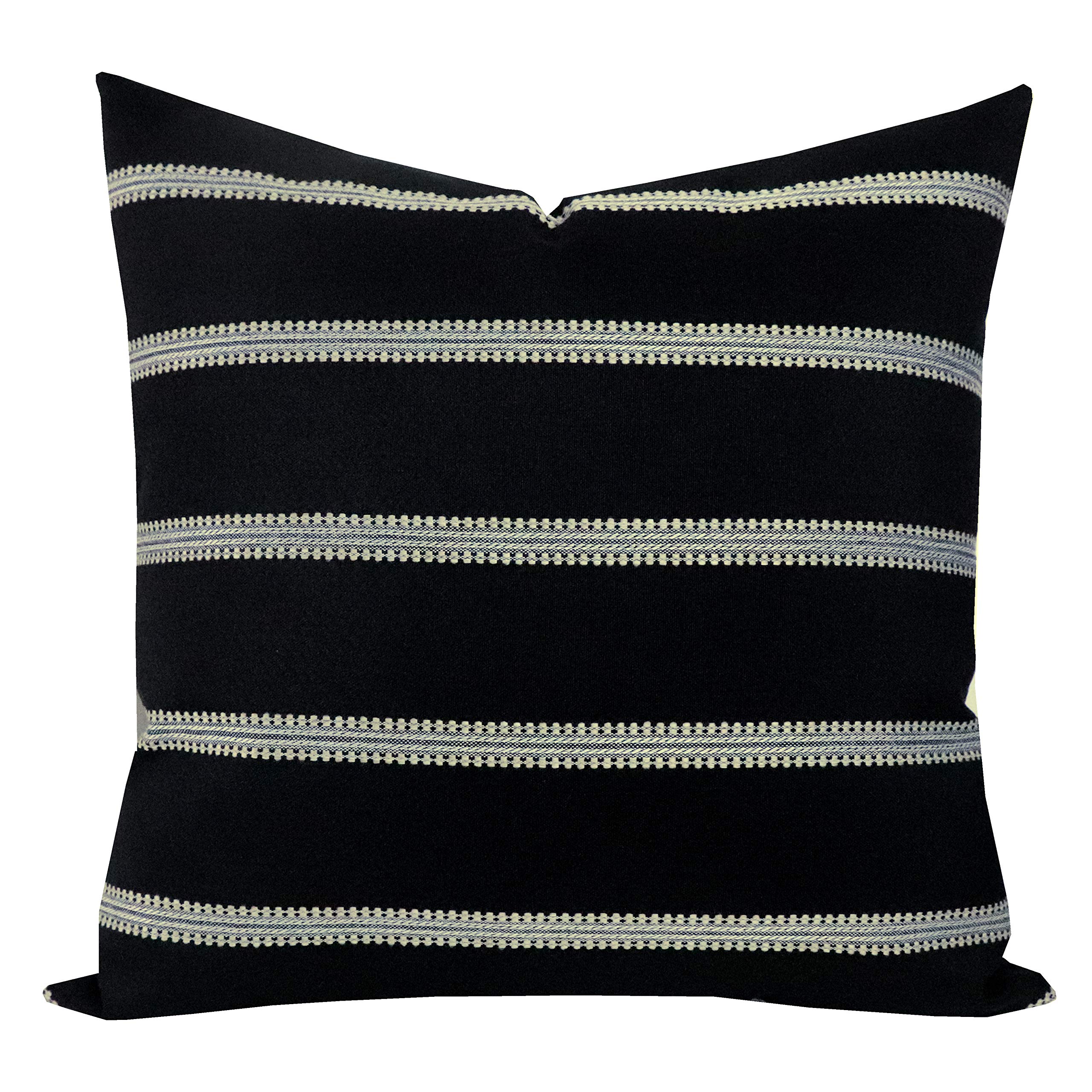 Slow Cow Decorative Stripe Throw Pillow Cover Modern Country Design Cushion Cover Pillow Cover 18 x18 Inches Black Mixed Off White