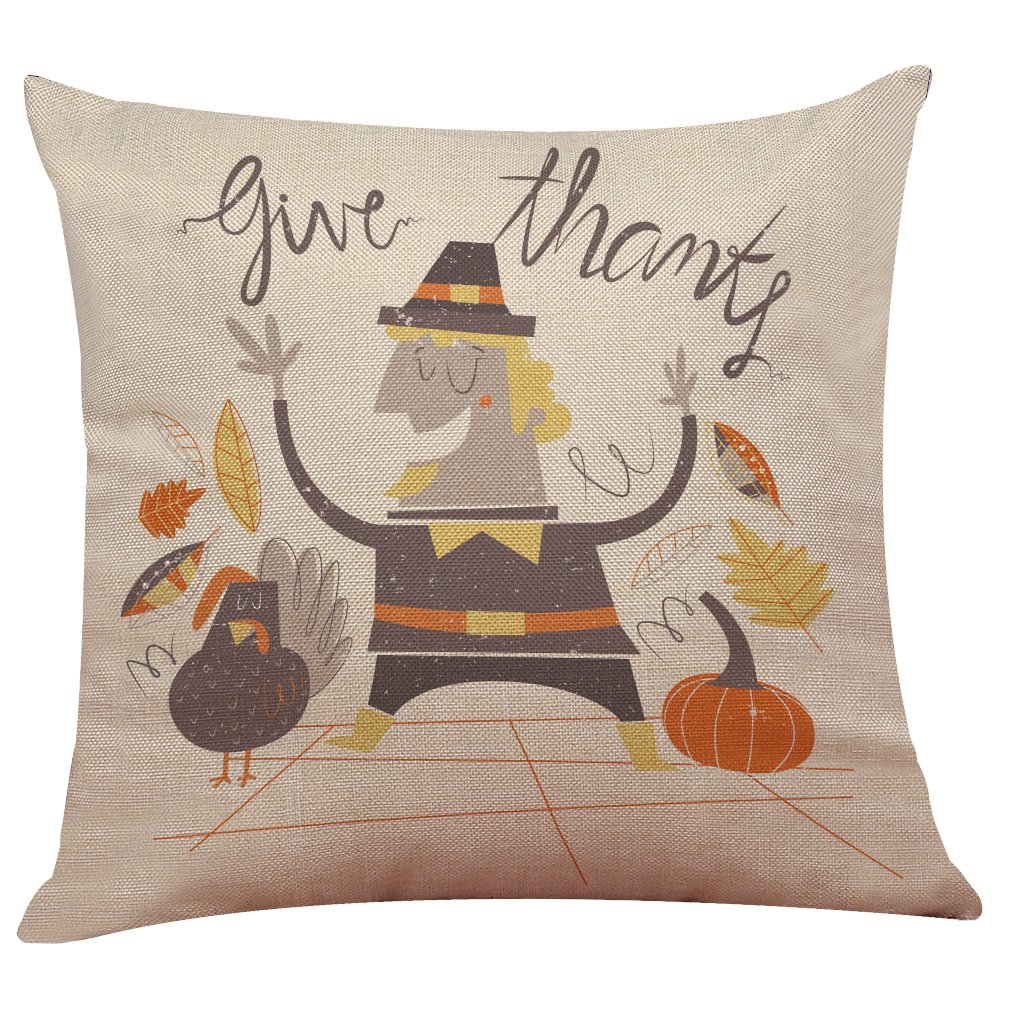 Haotfire Fall Decor Happy Thanksgiving Day Pumpkin Pillow Covers Thanksgiving Day Gifts Throw Pillow Case Cushion Cover Cotton Linen