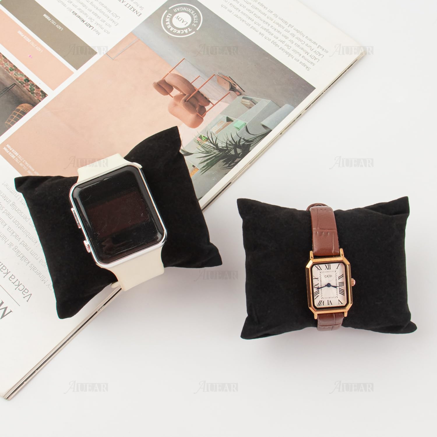 AUEAR, Velvet Bracelet Watch Pillow Black Jewelry Pillows Bangle Cushions Display Stand Set for Box (10 Pcs)