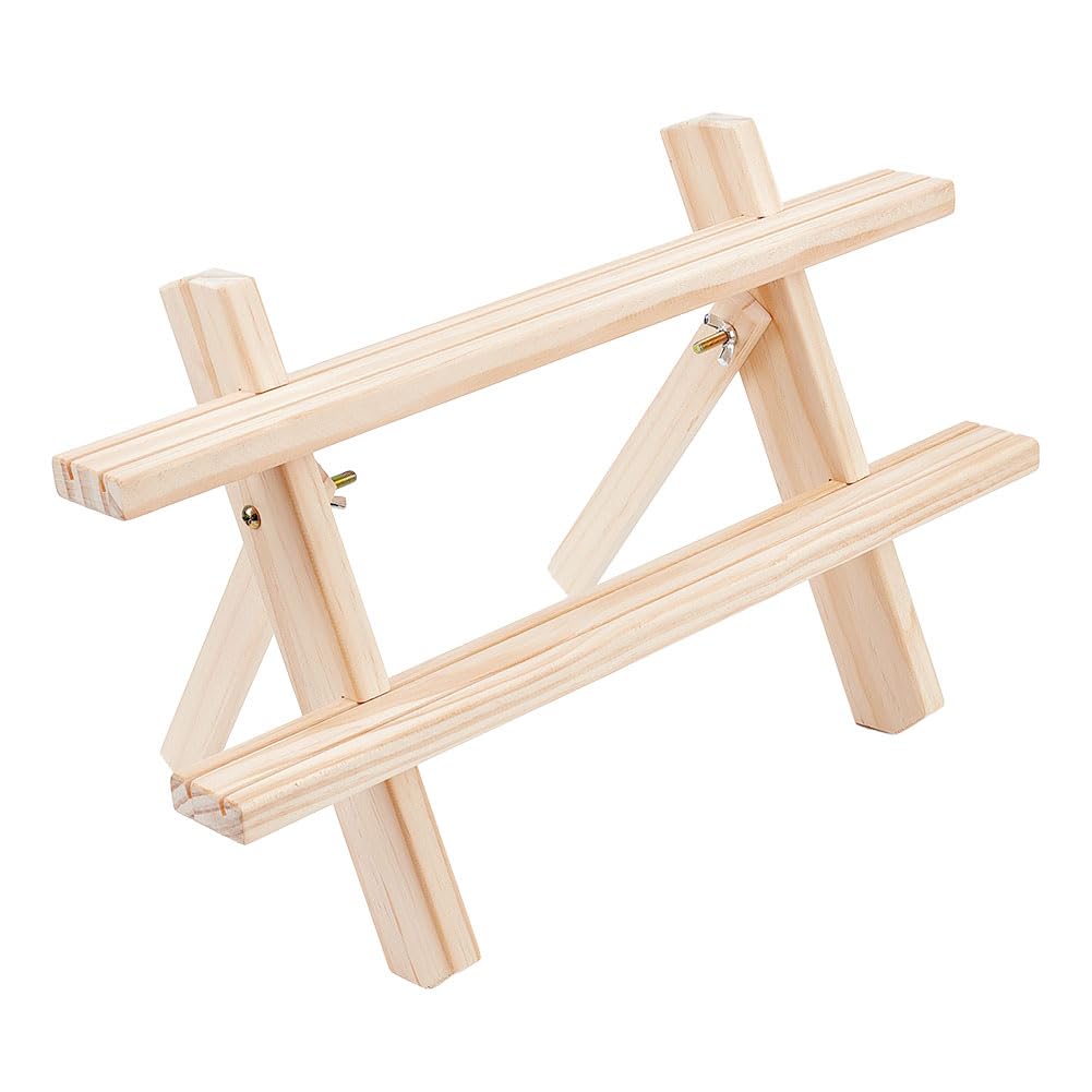 NBEADS 2-Tier Wooden Display Stand Riser, Earring Ring Holder Detachable Unfinished Wood Retail Jewelry Card Display Stand Each Layer with 2 Groove for Crafts Jewelry Storage Display, 4.72x15.75x9.84