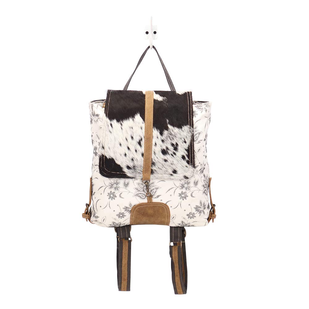 Myra Bag Bloom Bleach Upcycled Canvas & Cowhide Backpack S-1504