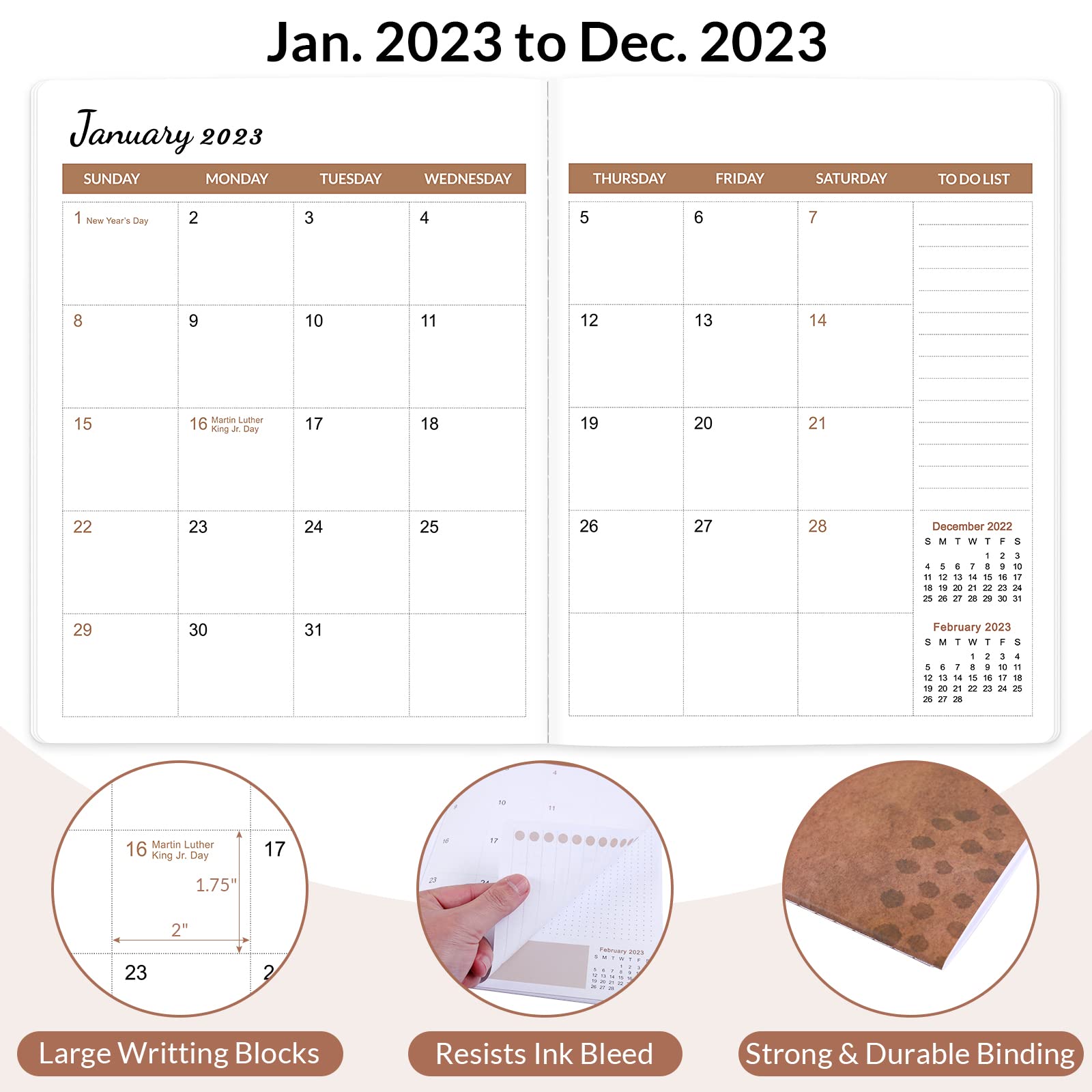 SKYDUE 2023 Monthly Planner, 11" x 8.5", 12 Months Calendar Planner from Jan. 2023 to Dec. 2023. Easily Organizes Your Tasks, Manage Your Agenda Effectively