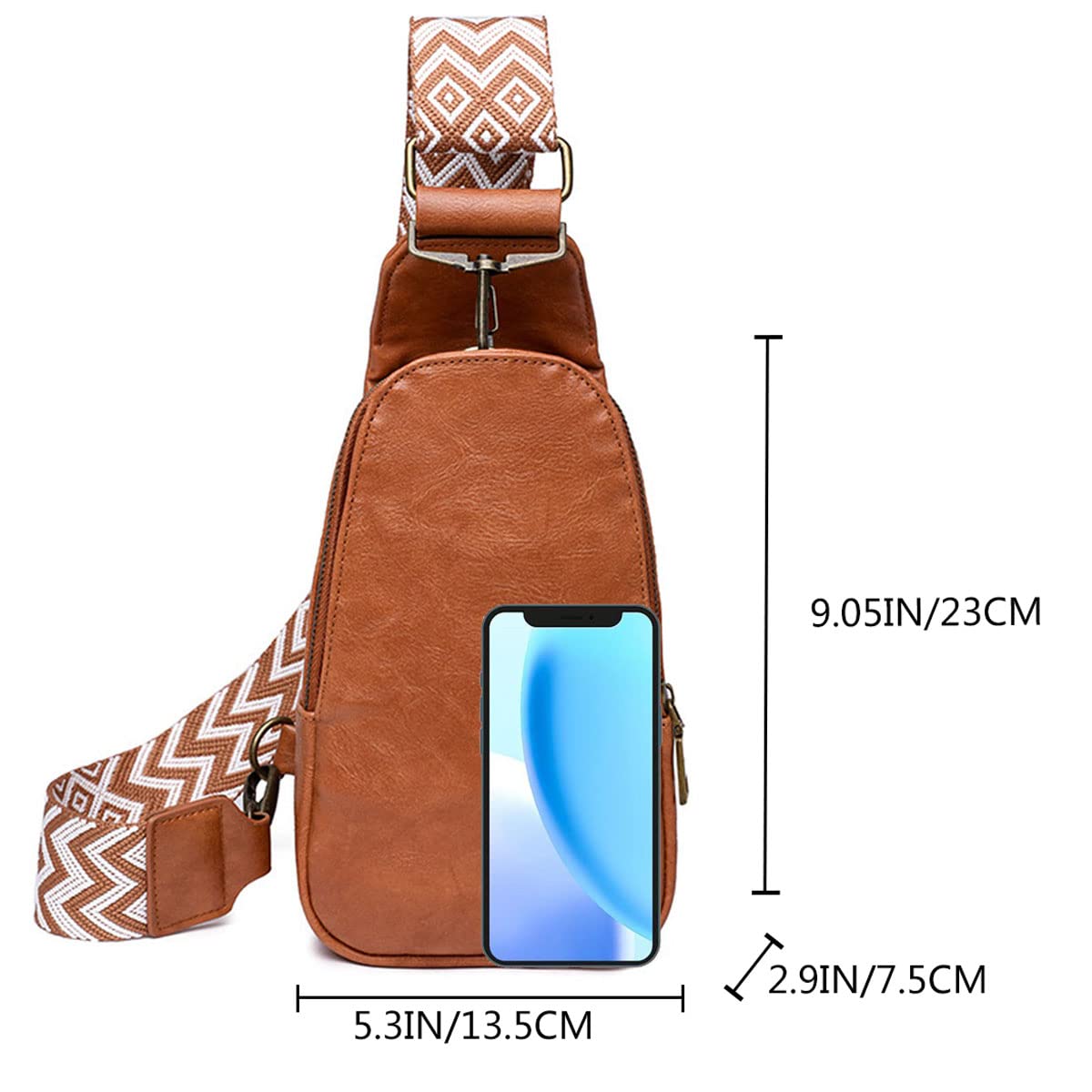 Crossbody Sling Bag for Women Leather Small Fanny Pack Purse Chest Bag PU Sling Backpack Multipurpose for Women Traveling Hiking(Brown)