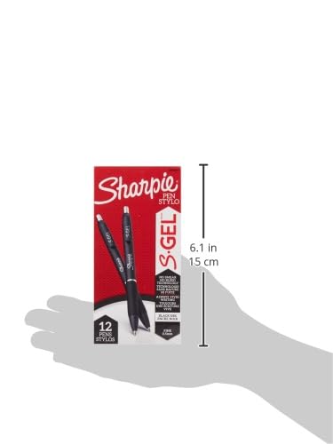 SHARPIE S-Gel, Gel Pens, Fine Point (0.5mm), Black Ink Gel Pen, 12 Count