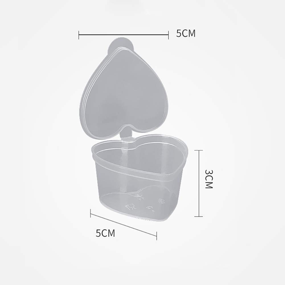 ccHuDE 30 Pcs 45ml Heart Shaped Slime Storage Containers Small Plastic Box with Lids Sauce Cups Souffle Cups