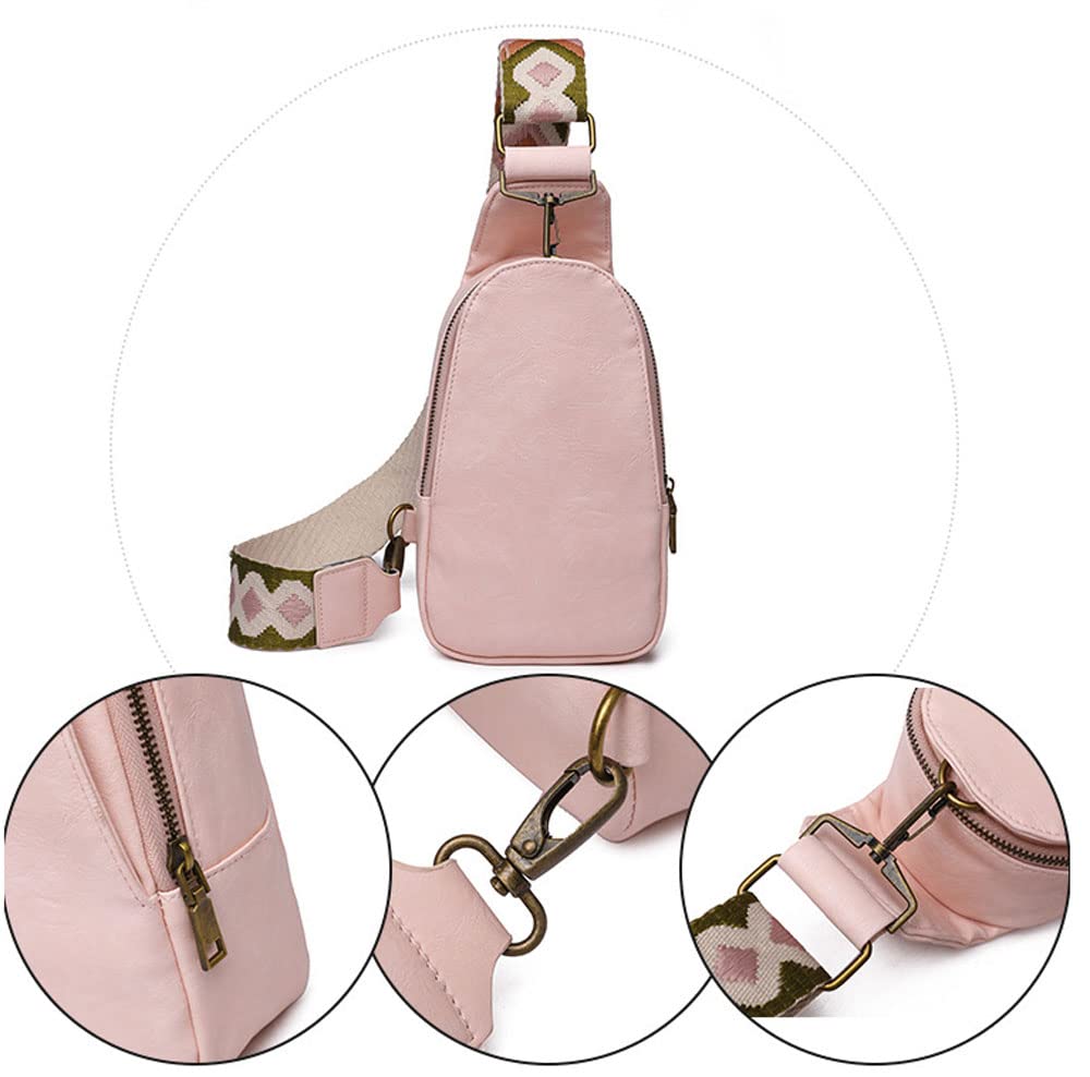 Crossbody Sling Bag for Women Leather Small Fanny Pack Purse Chest Bag PU Sling Backpack Multipurpose for Women Traveling Hiking(Brown)