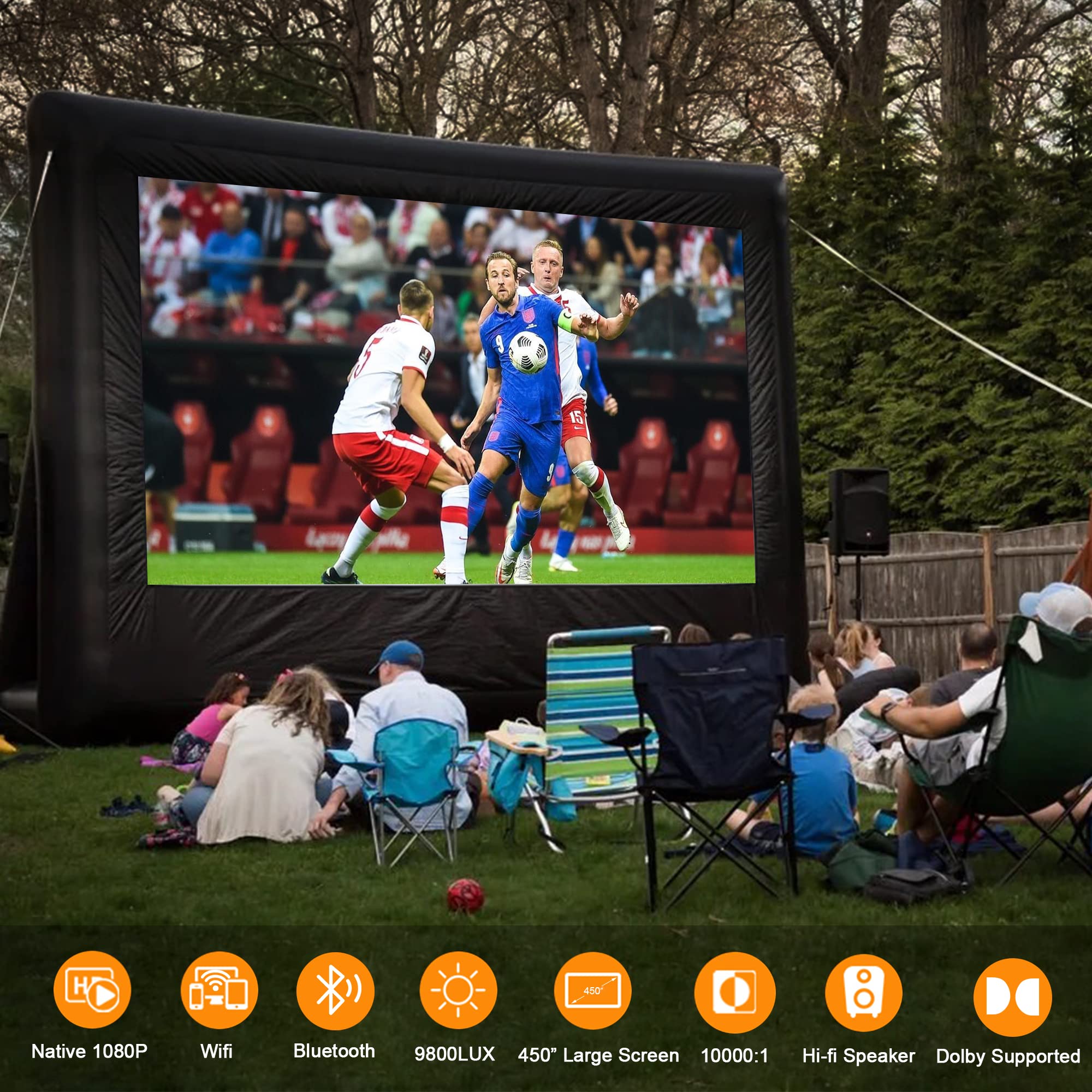 Projector with 5G WiFi and Bluetooth JIFAR 480 ANSI 16000L Native 1080P Outdoor Movie Projector 4k Support,Auto 6D Keystone&50% Zoom,Portable Smart Home LED Video Projector for Phone/PC