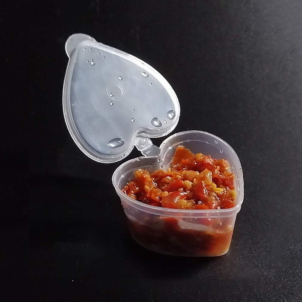 ccHuDE 30 Pcs 45ml Heart Shaped Slime Storage Containers Small Plastic Box with Lids Sauce Cups Souffle Cups