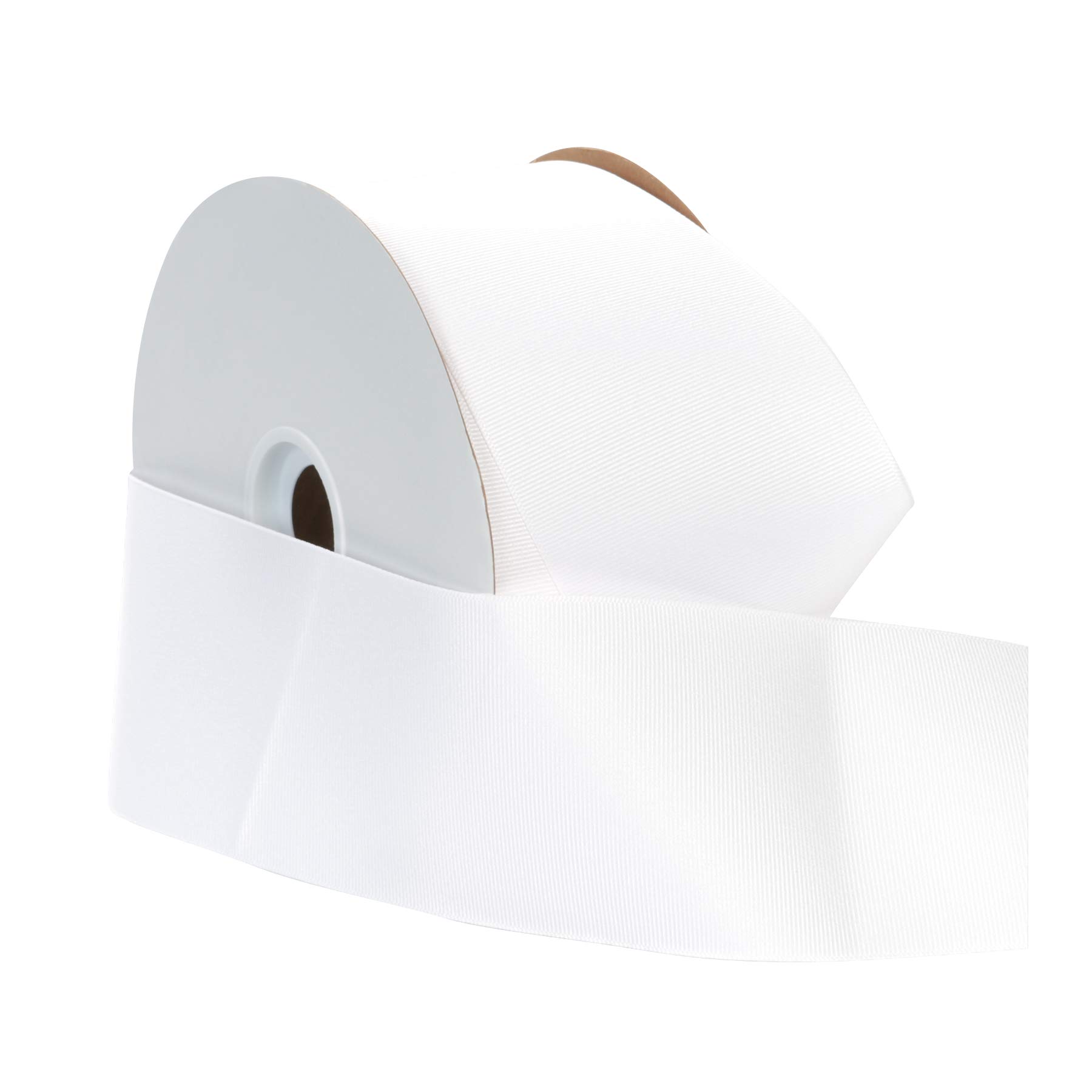 Berwick Offray 3" Grosgrain Ribbon, White, 50 Yards