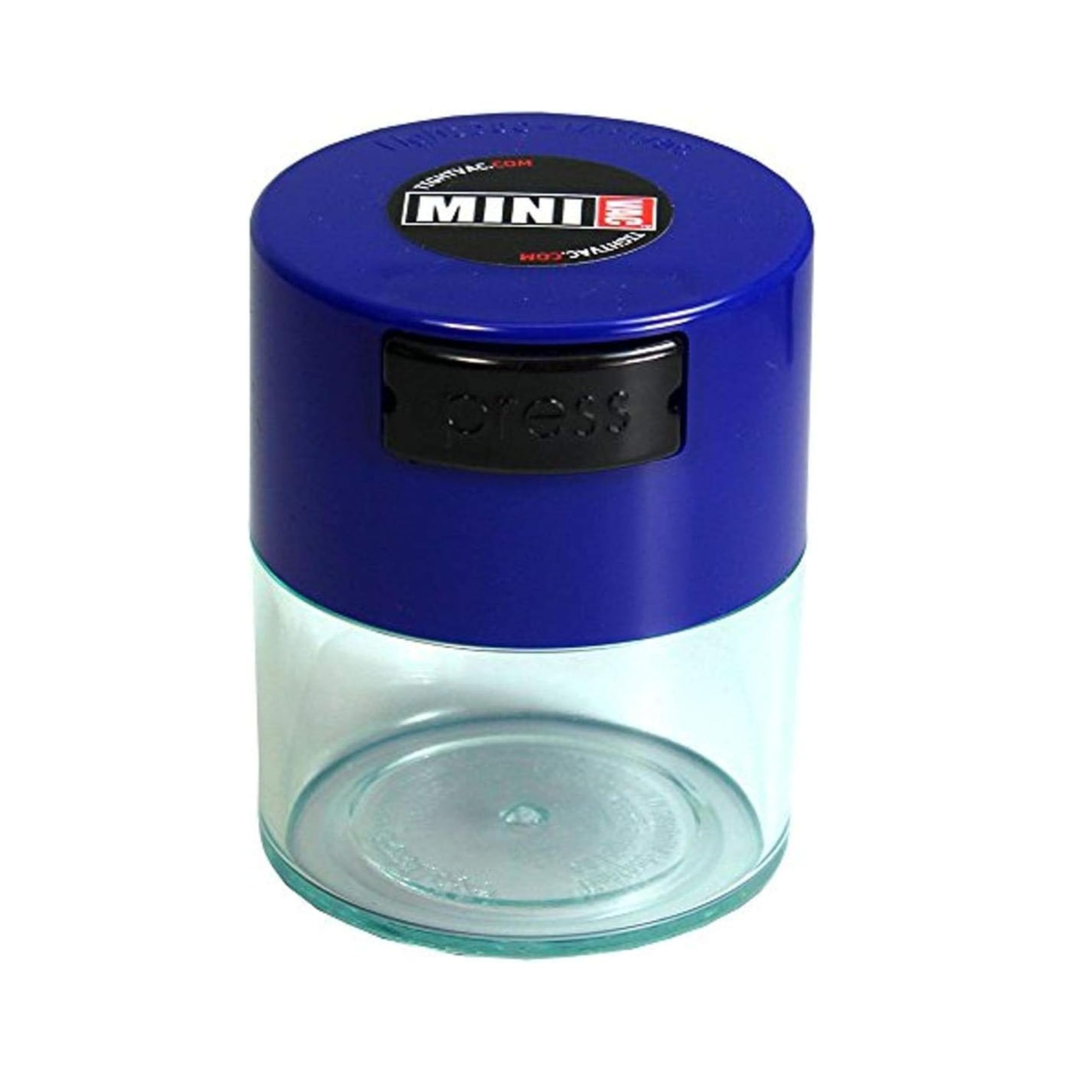 Minivac - 10g to 30 gram Vacuum Sealed Container - Dark Blue Cap & Clear Body