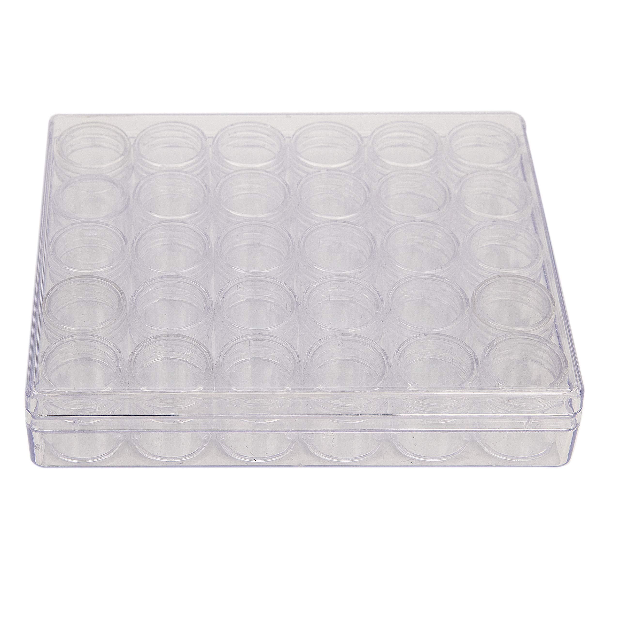 The Beadsmith Personality Case - Clear Storage Organizer Box, 6.4 x 5.4 x 1.25 inches - Includes 30 Small Containers with lids β 1 x 1.1 inches, Bead Holder