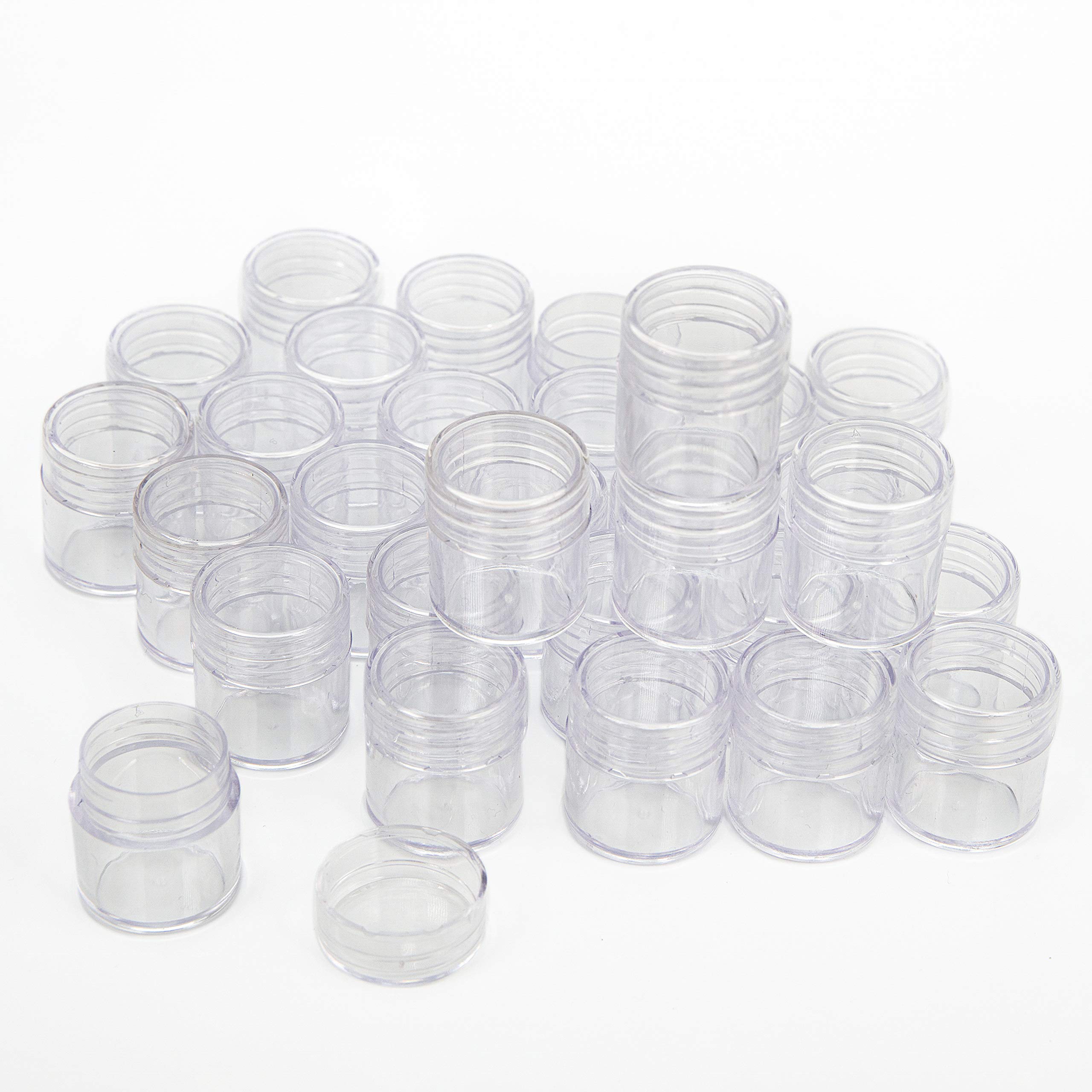 The Beadsmith Personality Case - Clear Storage Organizer Box, 6.4 x 5.4 x 1.25 inches - Includes 30 Small Containers with lids β 1 x 1.1 inches, Bead Holder