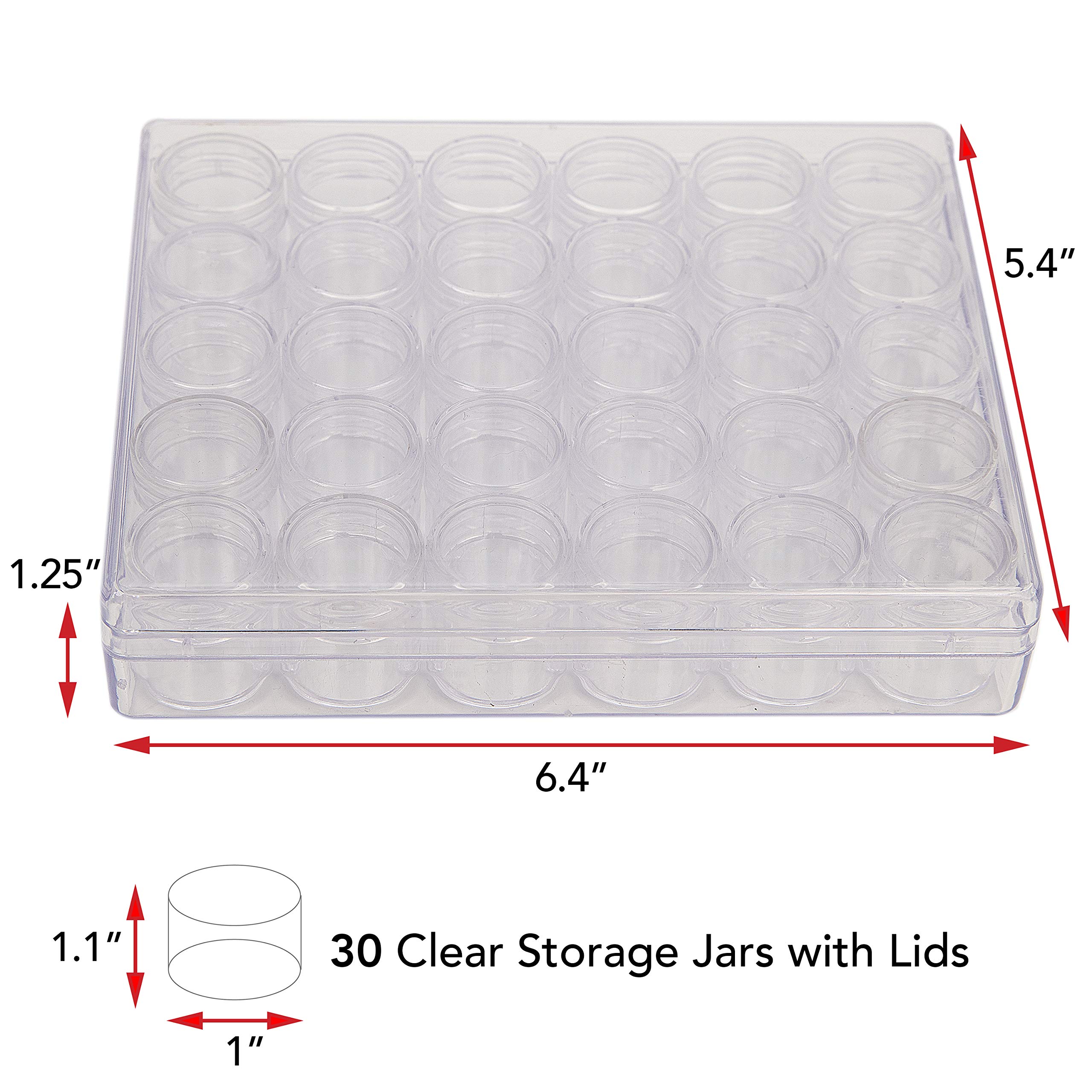 The Beadsmith Personality Case - Clear Storage Organizer Box, 6.4 x 5.4 x 1.25 inches - Includes 30 Small Containers with lids β 1 x 1.1 inches, Bead Holder