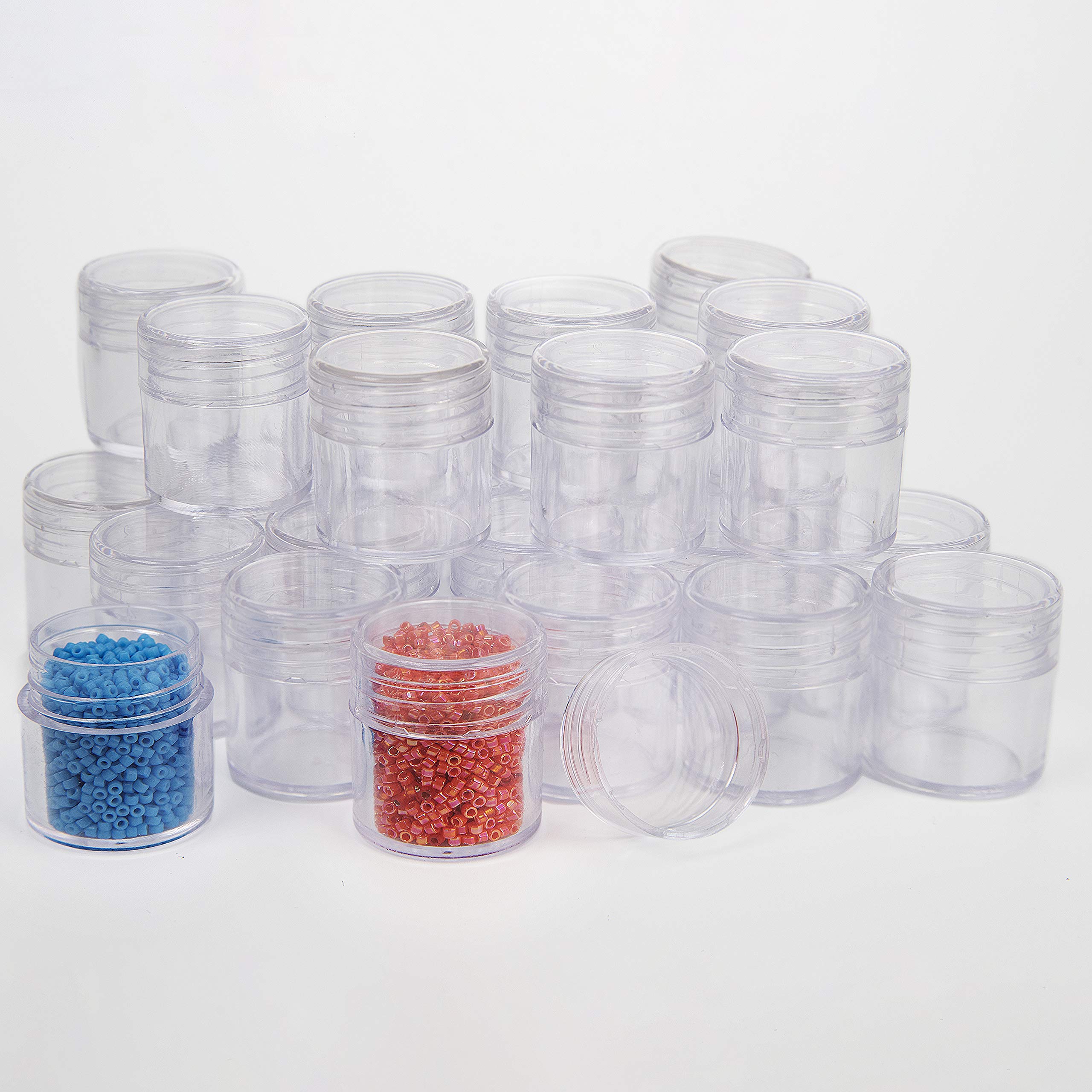 The Beadsmith Personality Case - Clear Storage Organizer Box, 6.4 x 5.4 x 1.25 inches - Includes 30 Small Containers with lids β 1 x 1.1 inches, Bead Holder