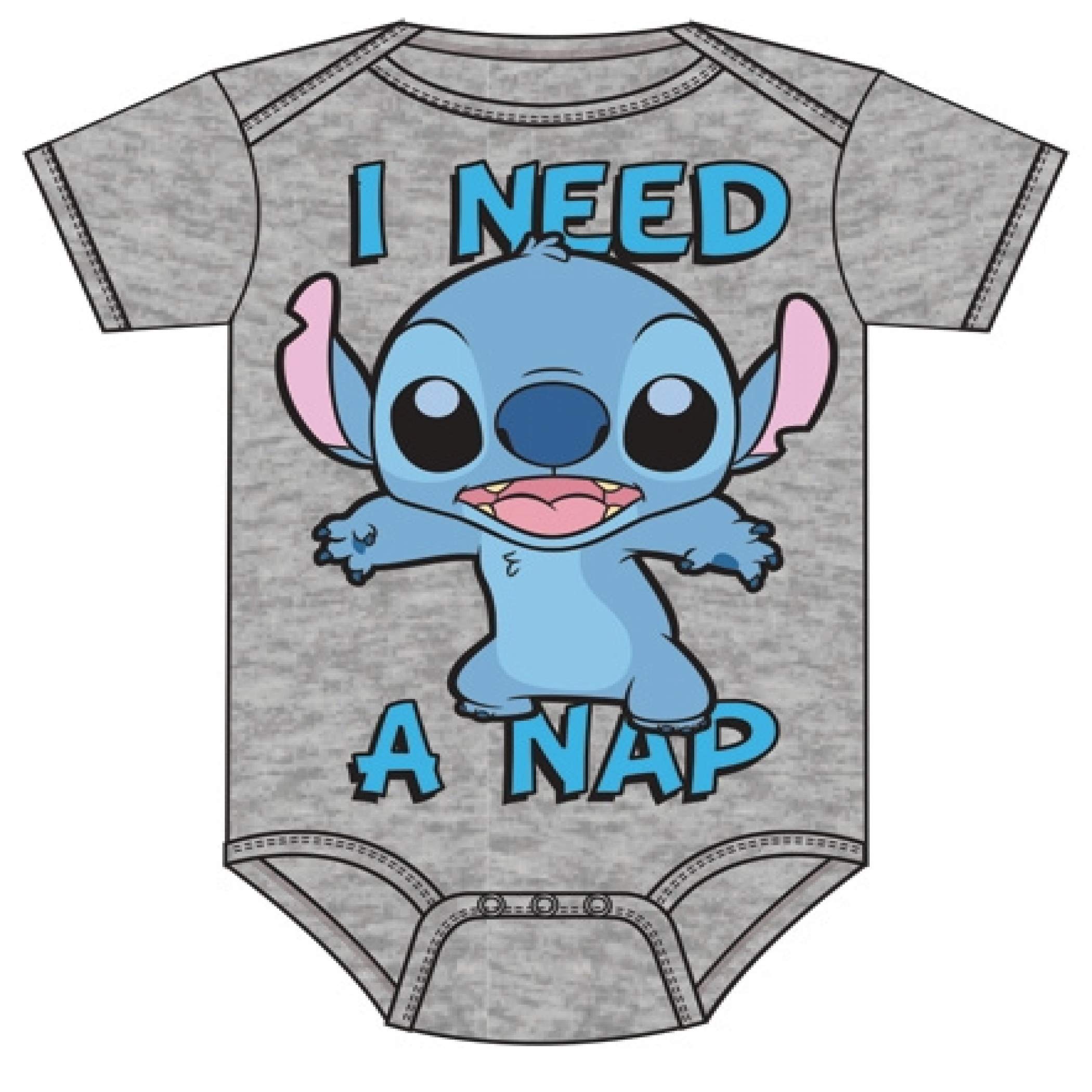 Jerry Leigh Gray Lilo and Stitch Infant Onesie,I Need A Nap Toddler Bodysuit Disney World Apparel,18 Months