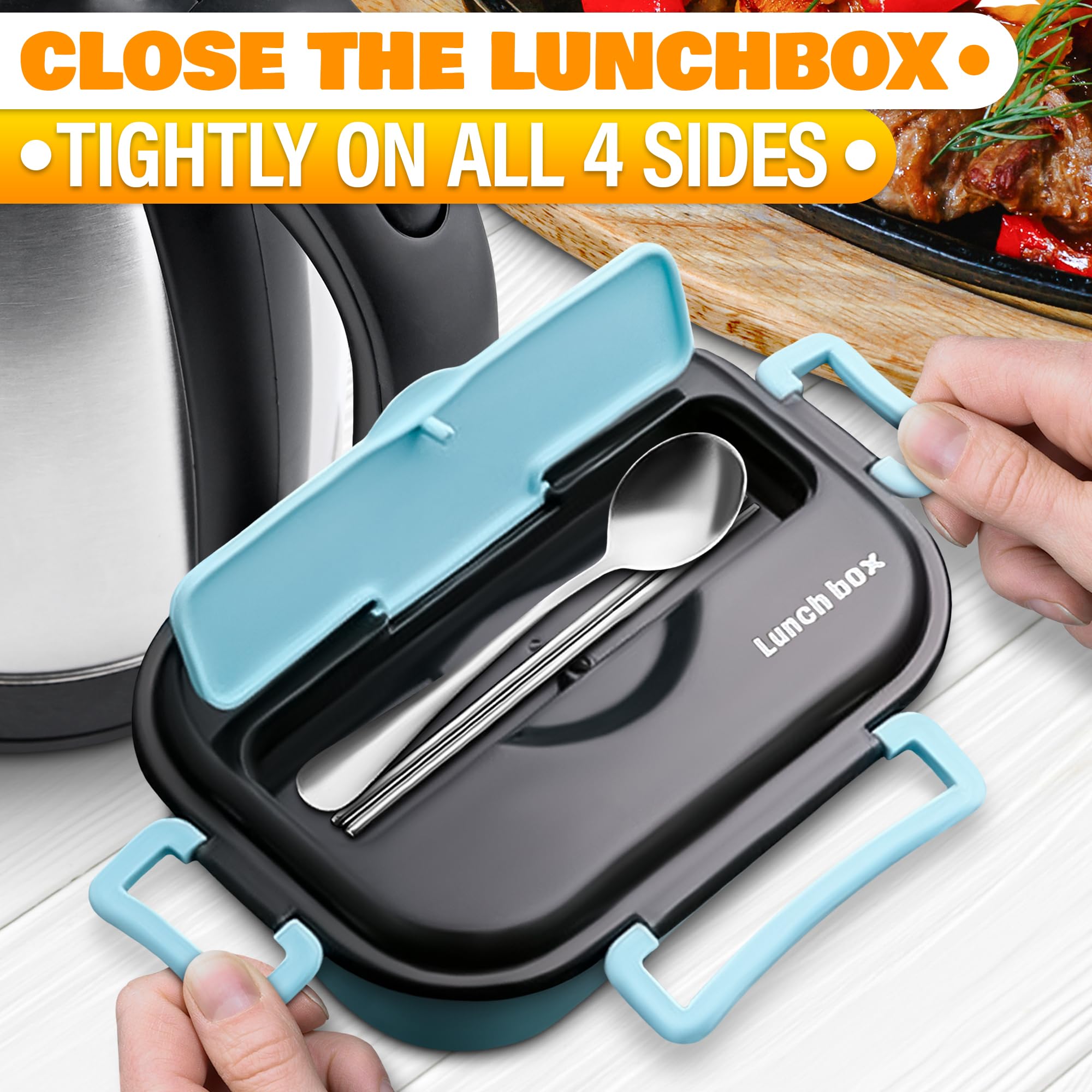 Lunch Containers for Adults - Bento Lunch Box with Compartments for Hot Food Warmer - Hot Lunch Box Accessories for Adults - Stainless Steel Food Storage Container Lunch Box - Portable Lunch Warmer