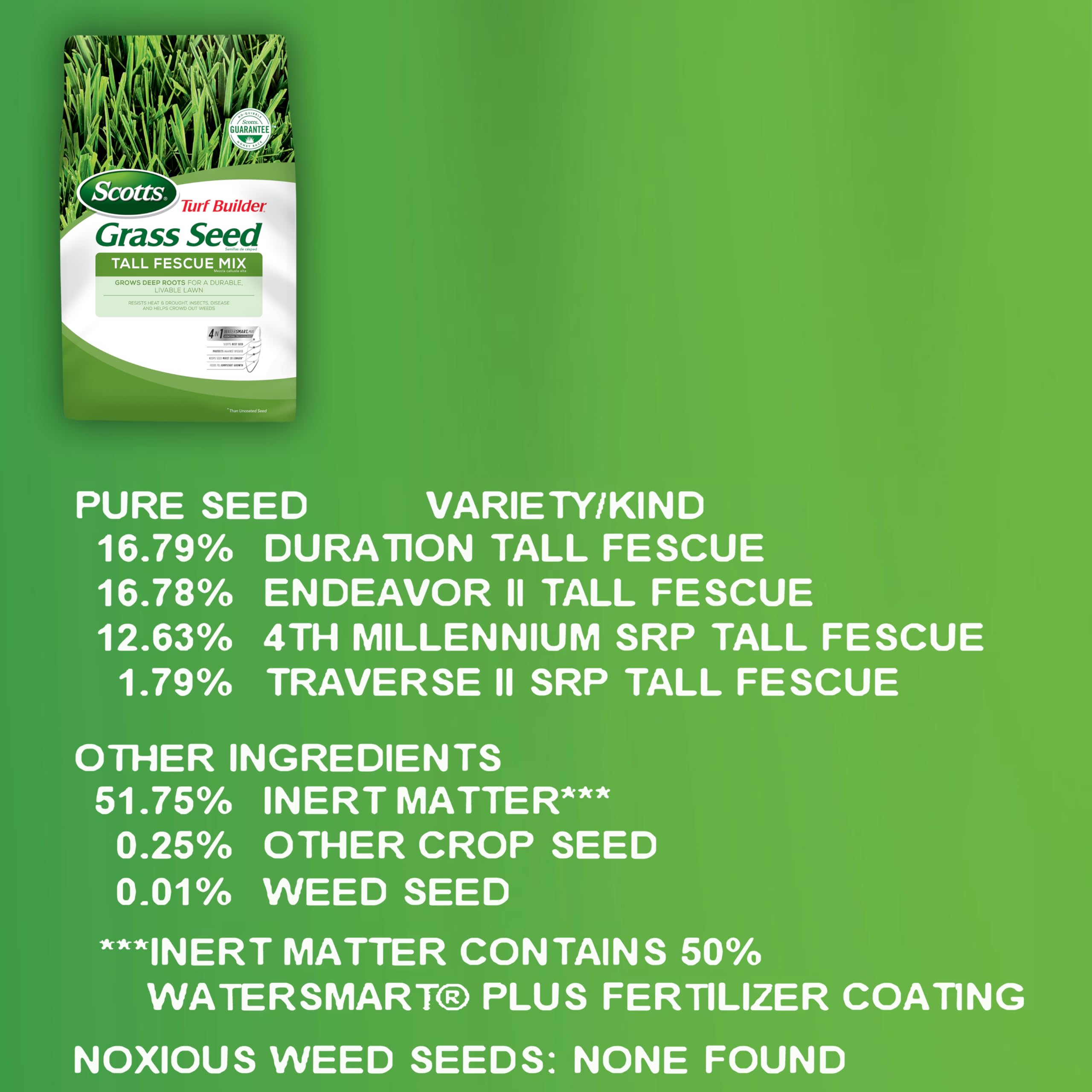 Scotts Turf Builder Grass Seed Tall Fescue Mix Grows Deep Roots for a Durable, Livable Lawn Resistant to Heat, Drought, 3lb.