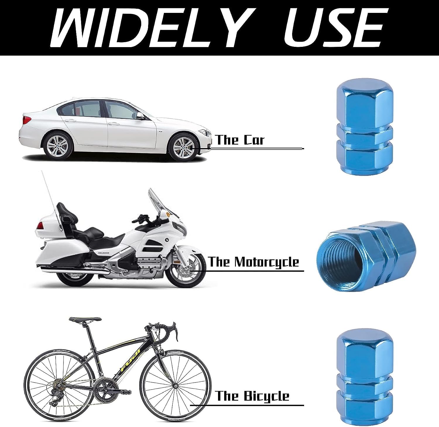 Car Tire Valve Caps Valve Stem Cover Compatible with Series Tire Car Decoration Accessories(Black)