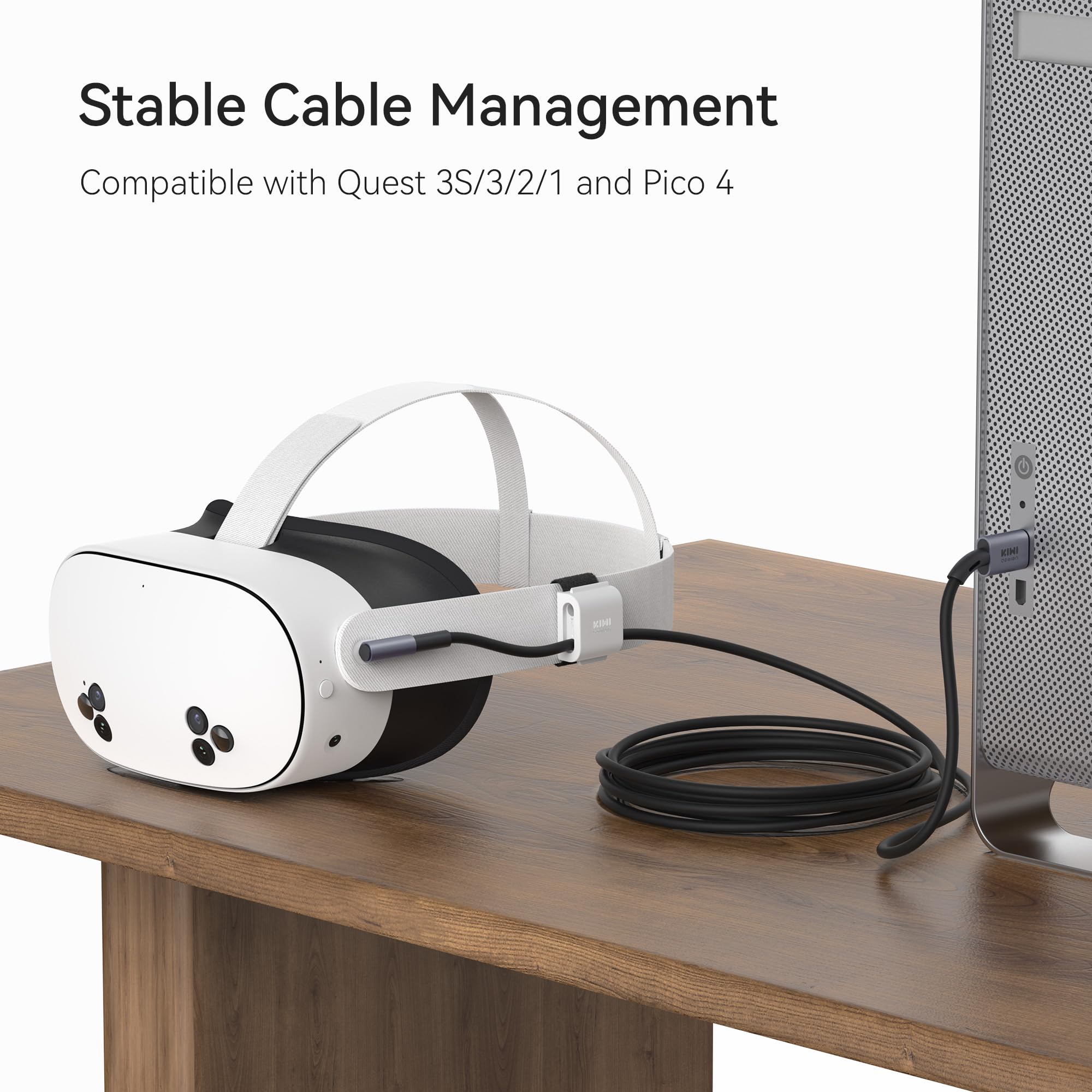 KIWI design Link Cable Compatible with Quest 3S/3/2/1/Pro, and Pico 4, 16FT with Cable Clip, High Speed PC Data Transfer, USB 3.0 to USB C Cable for VR Headset