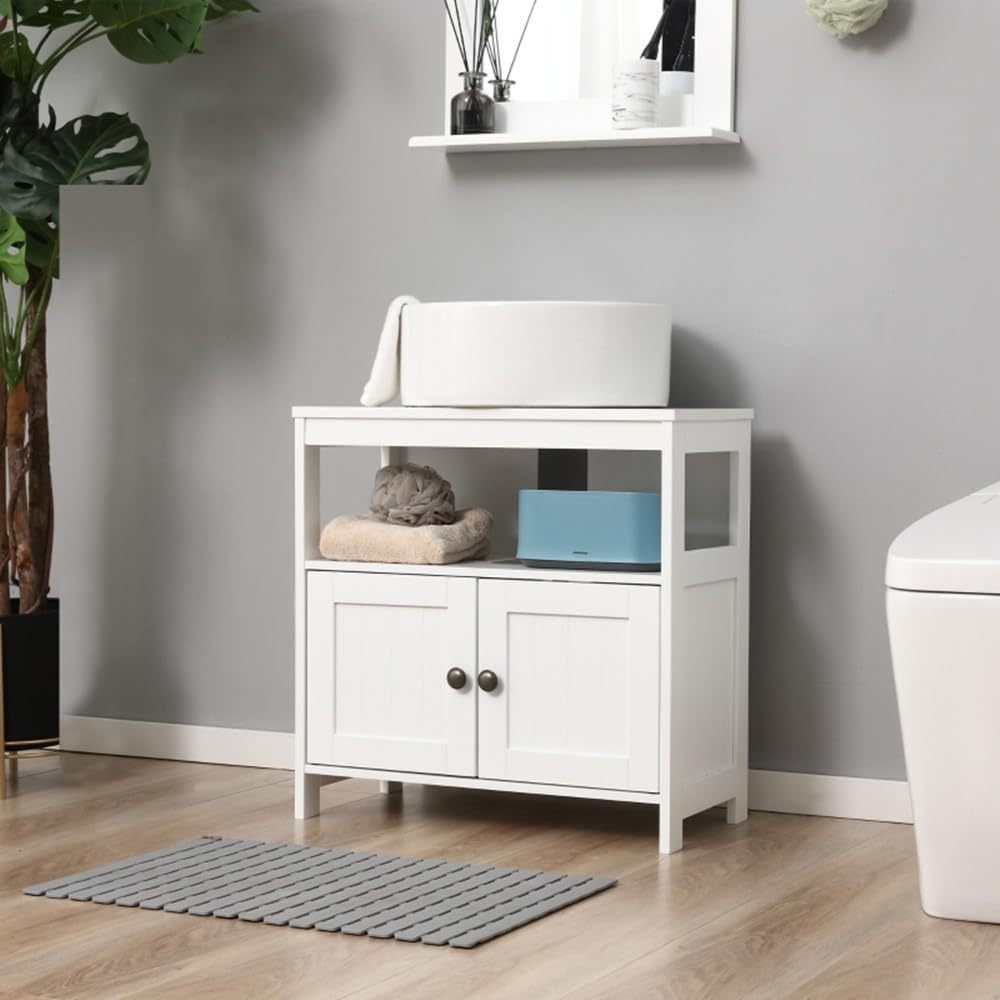 SSLine Bathroom Sink Cabinet,Bathroom Vanity Cabinet with 2 Doors and Shelf,Pedestal Sink Bathroom Vanity Cabinet Space Saver Organizer (White)