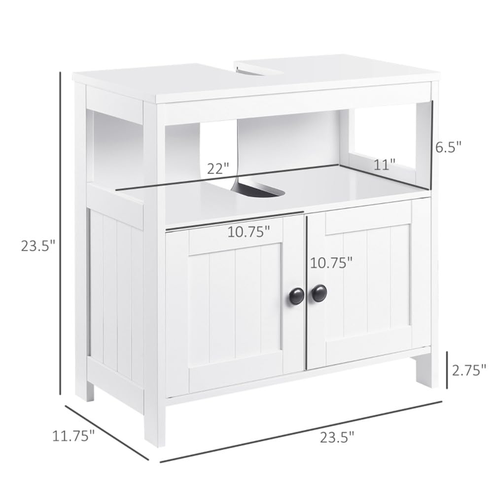SSLine Bathroom Sink Cabinet,Bathroom Vanity Cabinet with 2 Doors and Shelf,Pedestal Sink Bathroom Vanity Cabinet Space Saver Organizer (White)