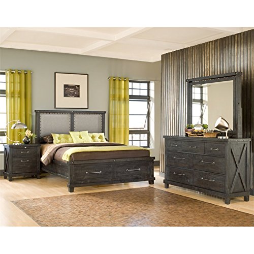 BOWERY HILL Traditional Upholstered Queen Panel Storage Bed in Espresso
