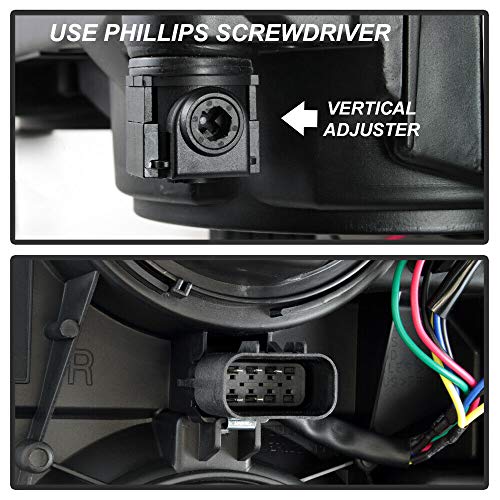 South Mud Bay Compatible with Cab Crew Extended [Chrome Trim] Headlight Lamp Pair HD-JH-CS14-CC-BK