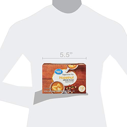 Great Value Cappuccino Coffee and Hot Drink Single Serve Pods, 12 Count (Hazelnut Cappuccino, Pack of 2)